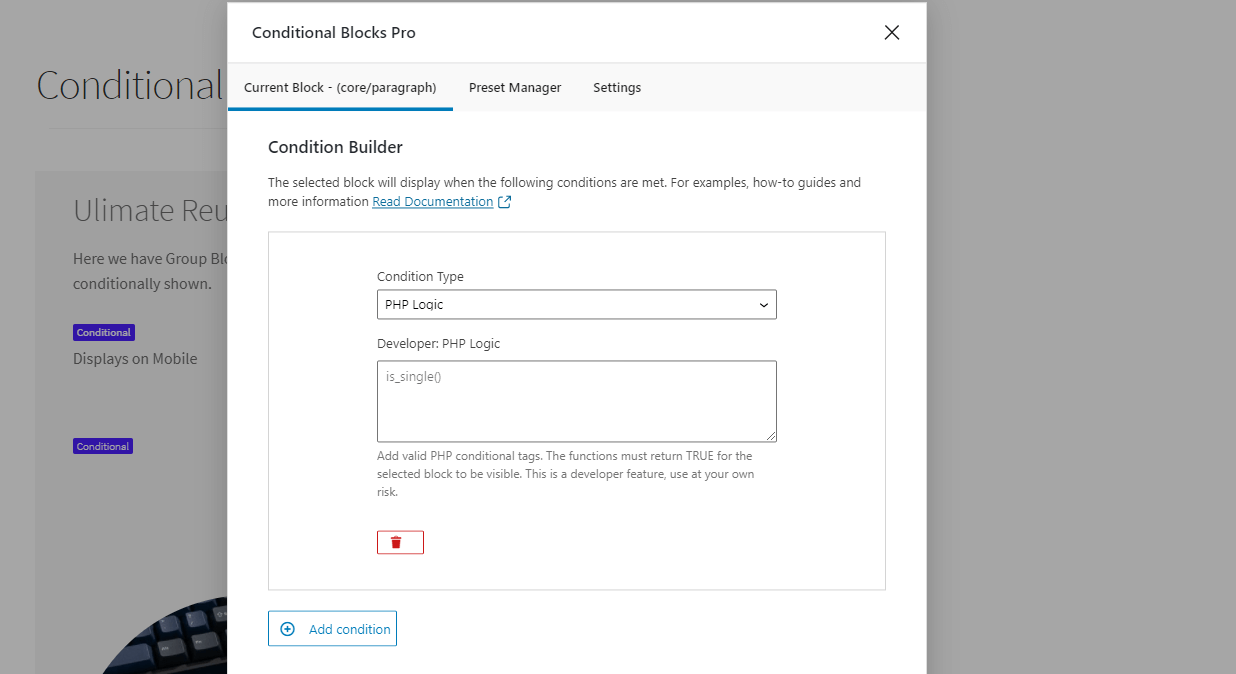 Using Custom Php Functions To Toggle Block Visibility In Wordpress