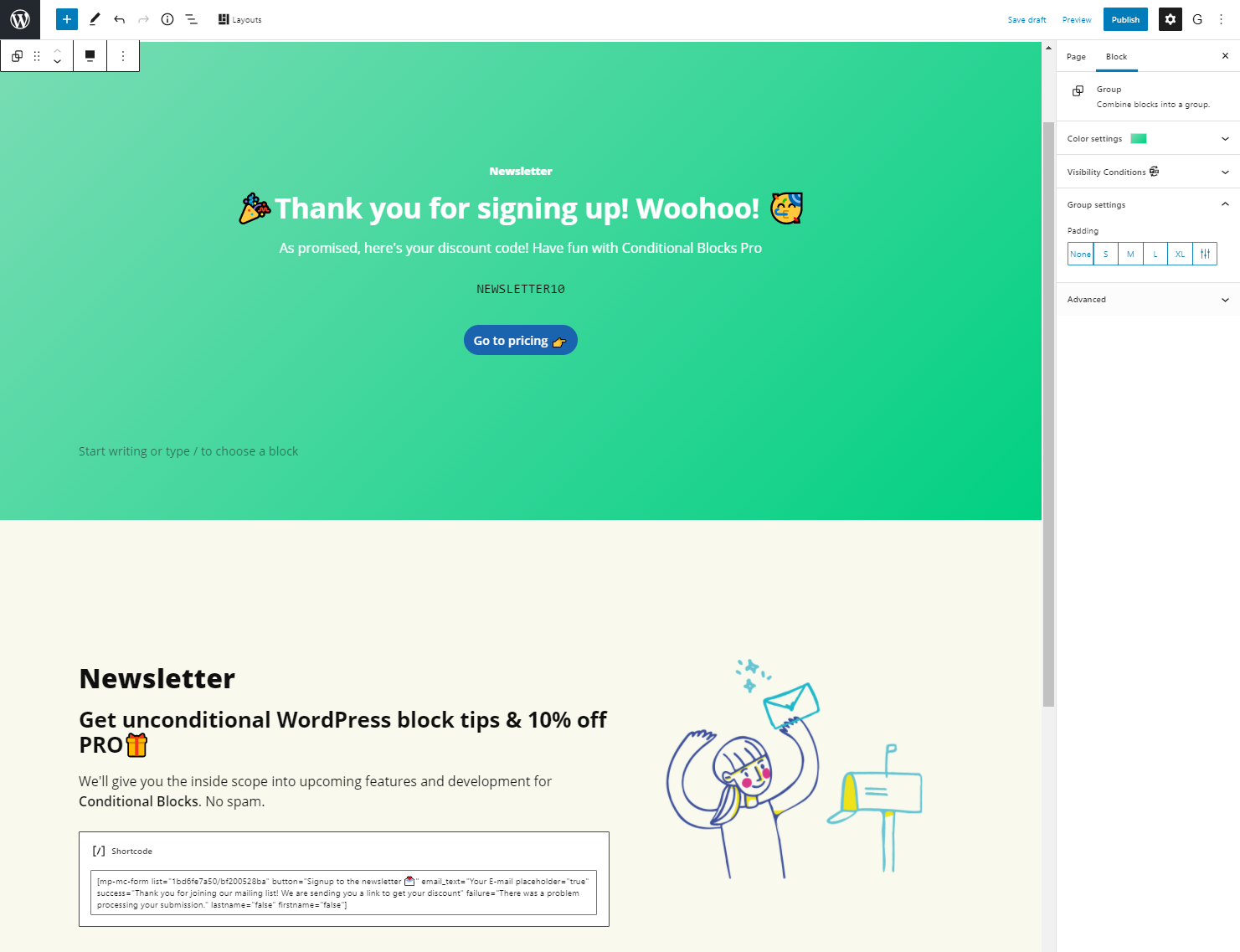 How To Create Unique Sales Content From Links With Wordpress Blocks Conditional Blocks