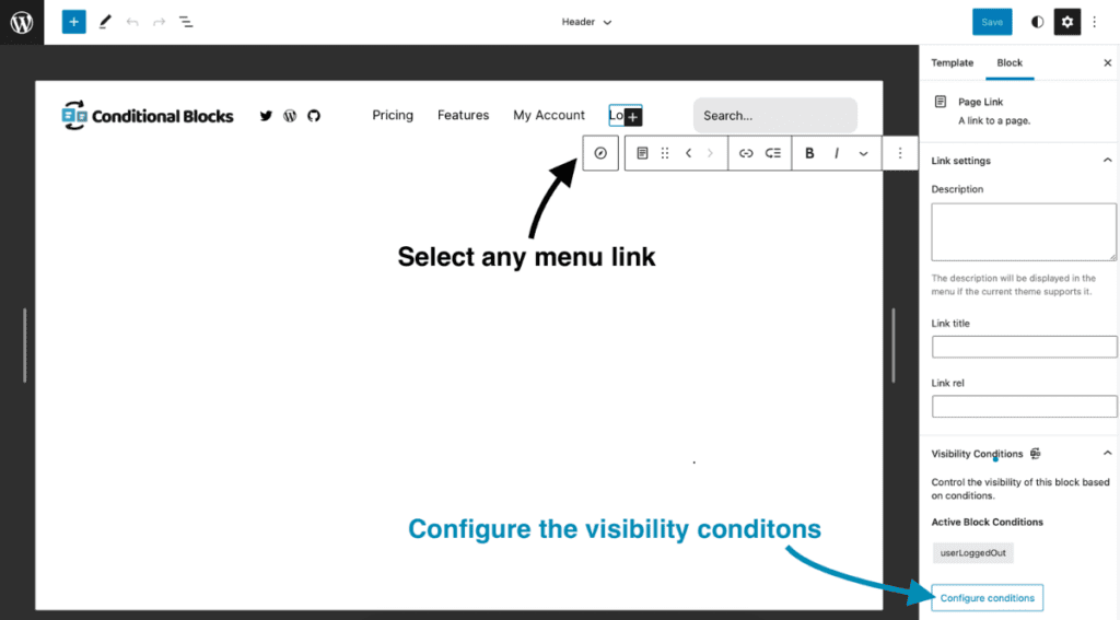 How to create logged-in navigation with WordPress (Full Site Editing ...