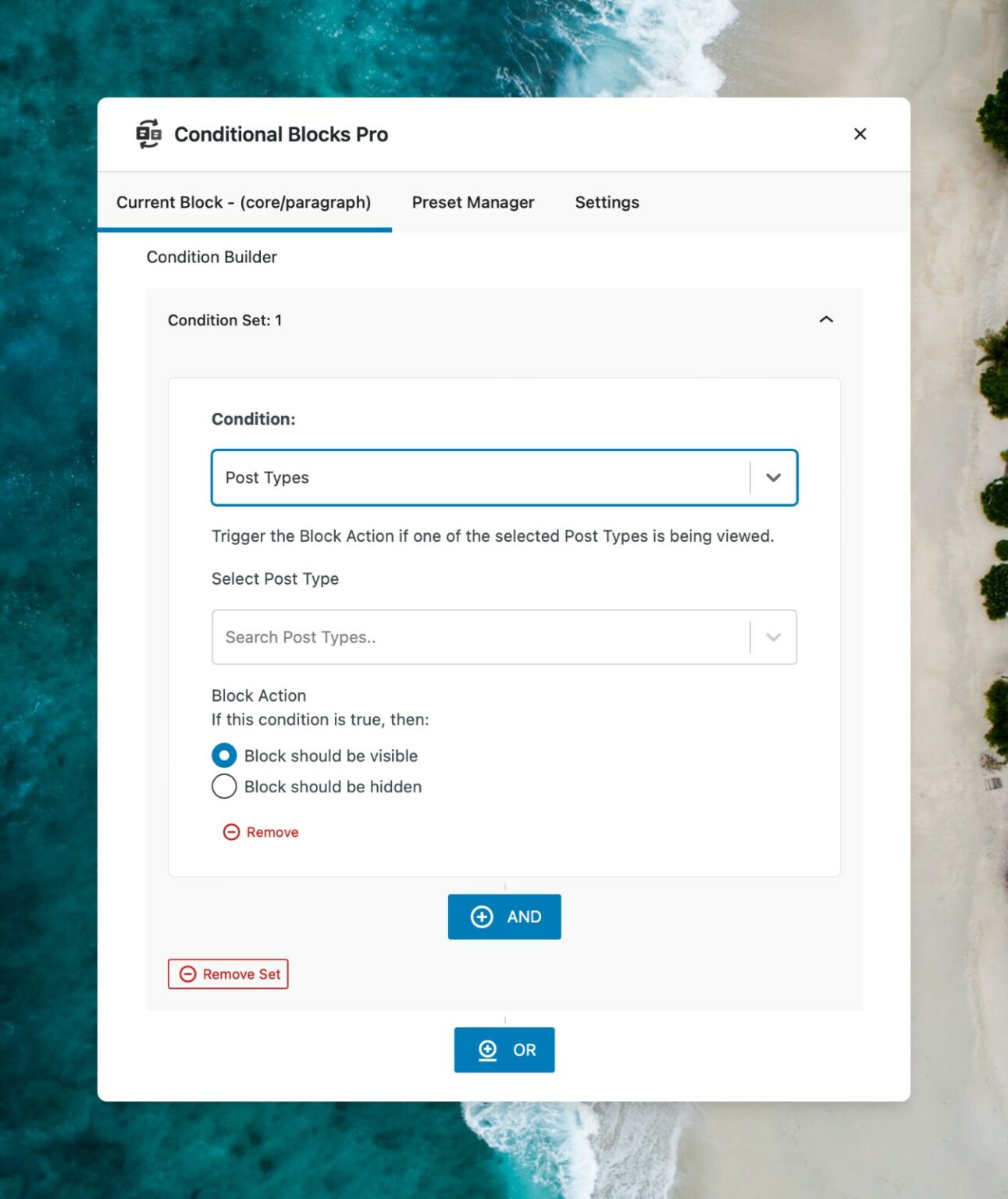 Conditional Blocks v3.0: OR Logic, Custom Conditions and Refined UI